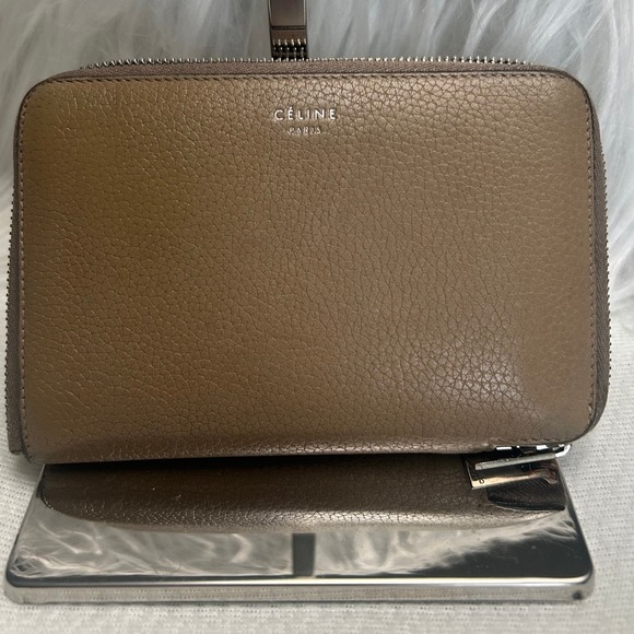Celine | Bags | Celine Zip Around Wallet Leather Clutch Made In Italy ...